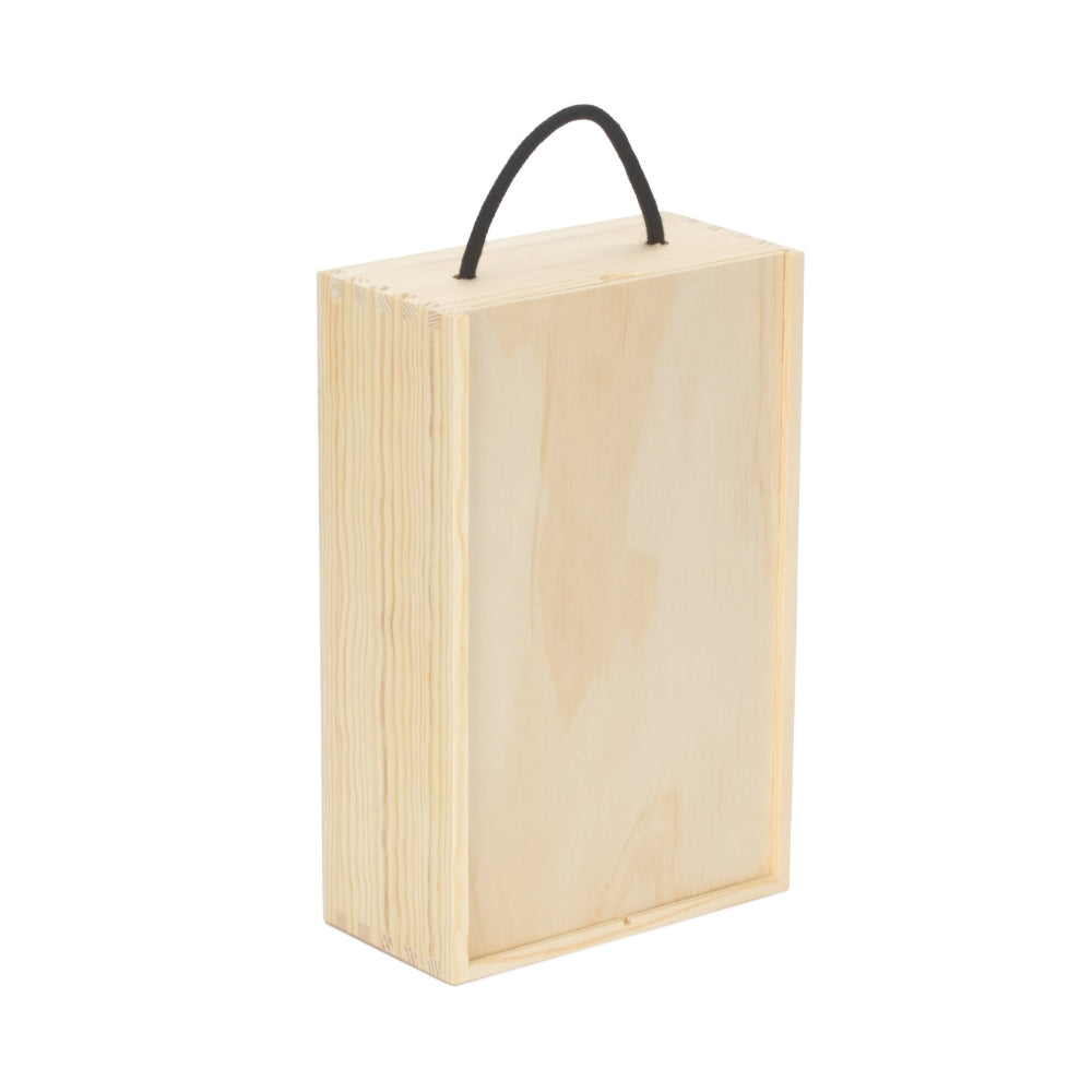 2 Beer Bottle Pinewood Carry Case with Solid Lid | The Willow Basket