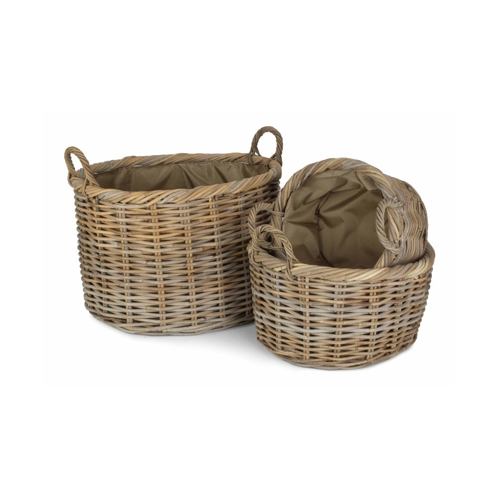 Small Oval Rattan Storage Basket With Cordura Lining| The Willow Basket