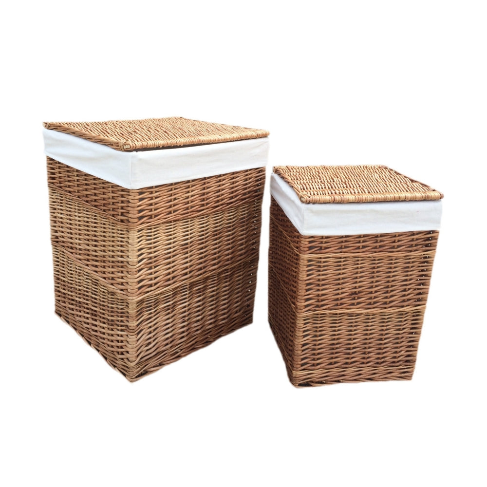 White Lining Light Steamed Square Laundry Wicker Basket | The Willow Basket