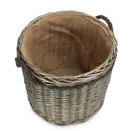 Antique Wash Round Storage Log Basket | The Willow Basket