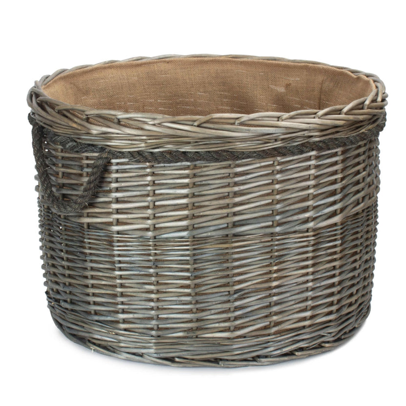 Antique Wash Round Storage Log Basket | The Willow Basket