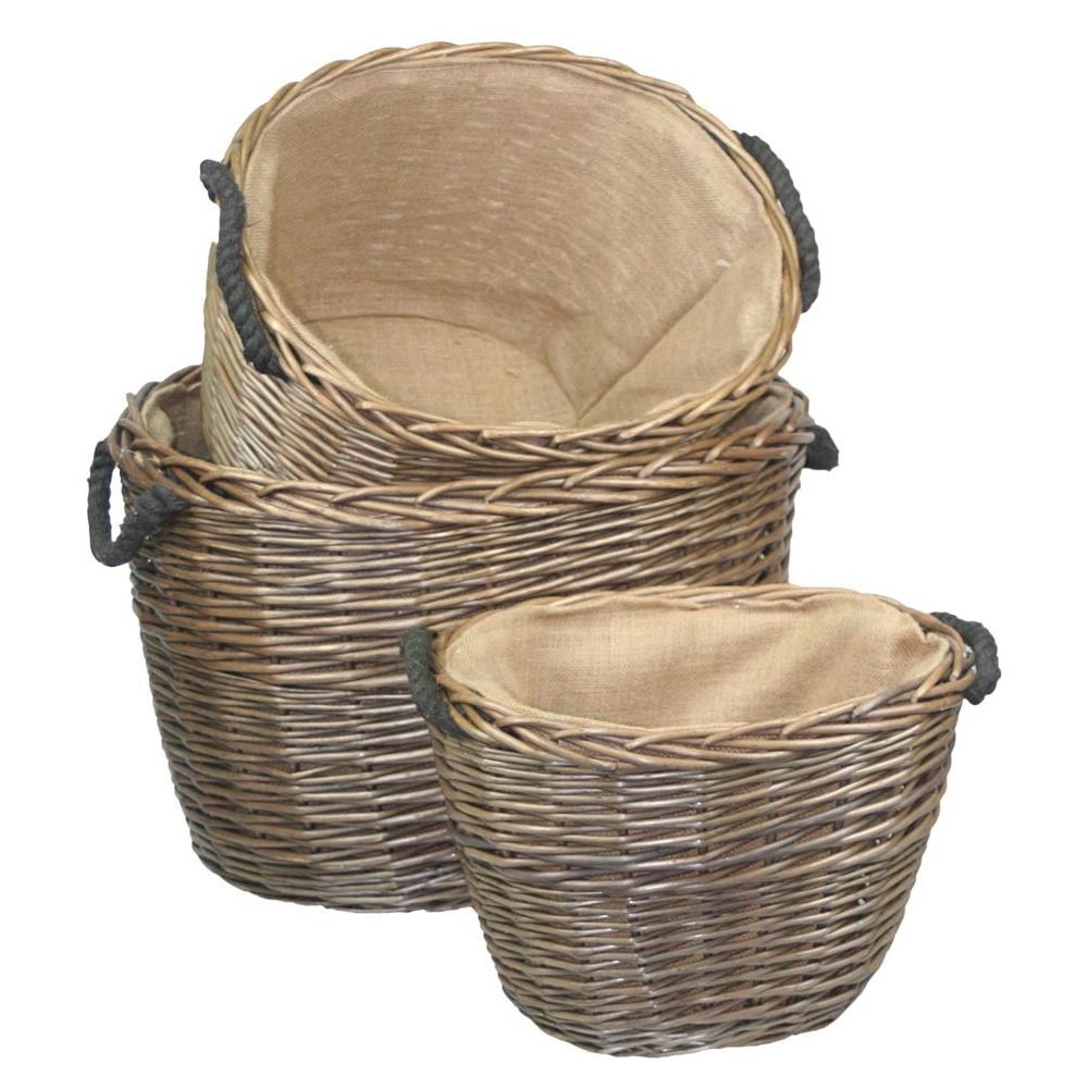 Oval Hessian Lined Log Basket | The Willow Basket
